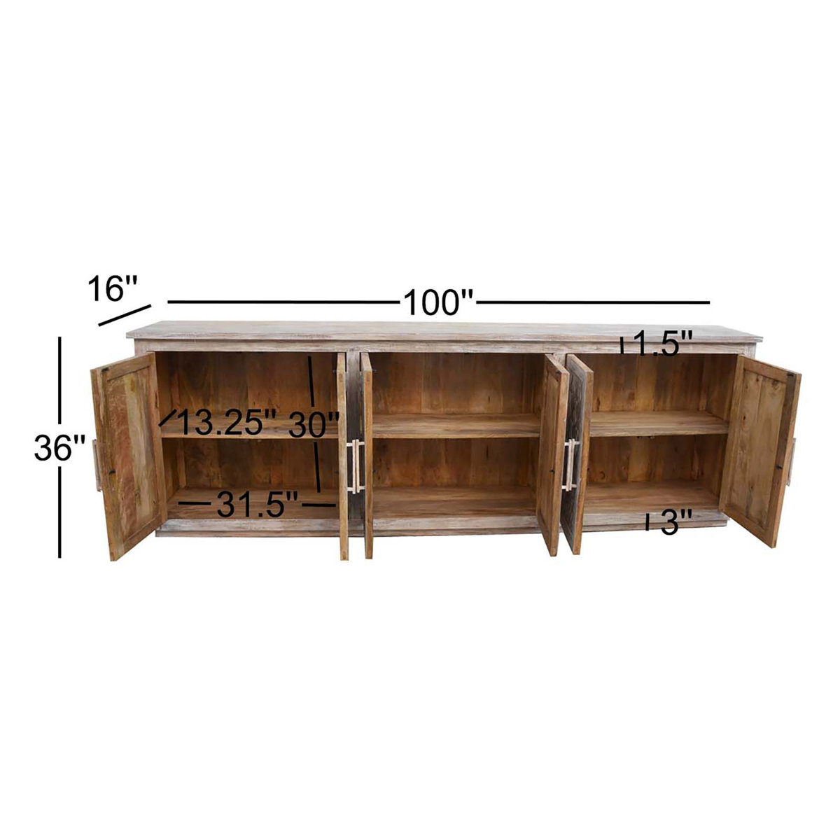 Foundry Select Revena 100" Wide Mango Solid Wood Sideboard & Reviews | Wayfair